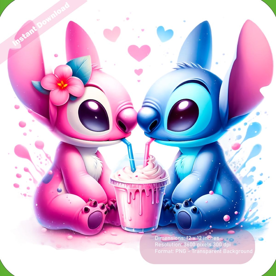 Stitch Angel Milk Shake PNG Smoothie Love Splash Watercolor PNG Clipart ...