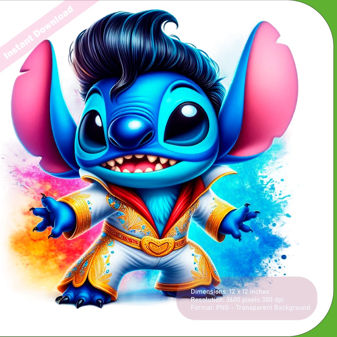 Stitch Elvis King Splash Watercolor PNG Aesthetic Clipart DIY Projects ...