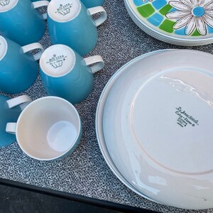 Mikasa Luncheon Set, Blue Cups and Flowered Plates, Cerra Stone Donna ...