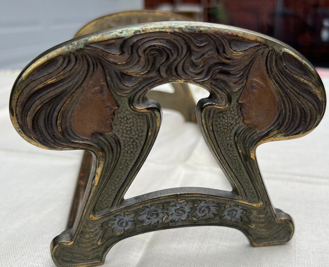 Art Nouveau Twin Maiden Bookends: Patinated Antique Judd Co. Decor - Etsy