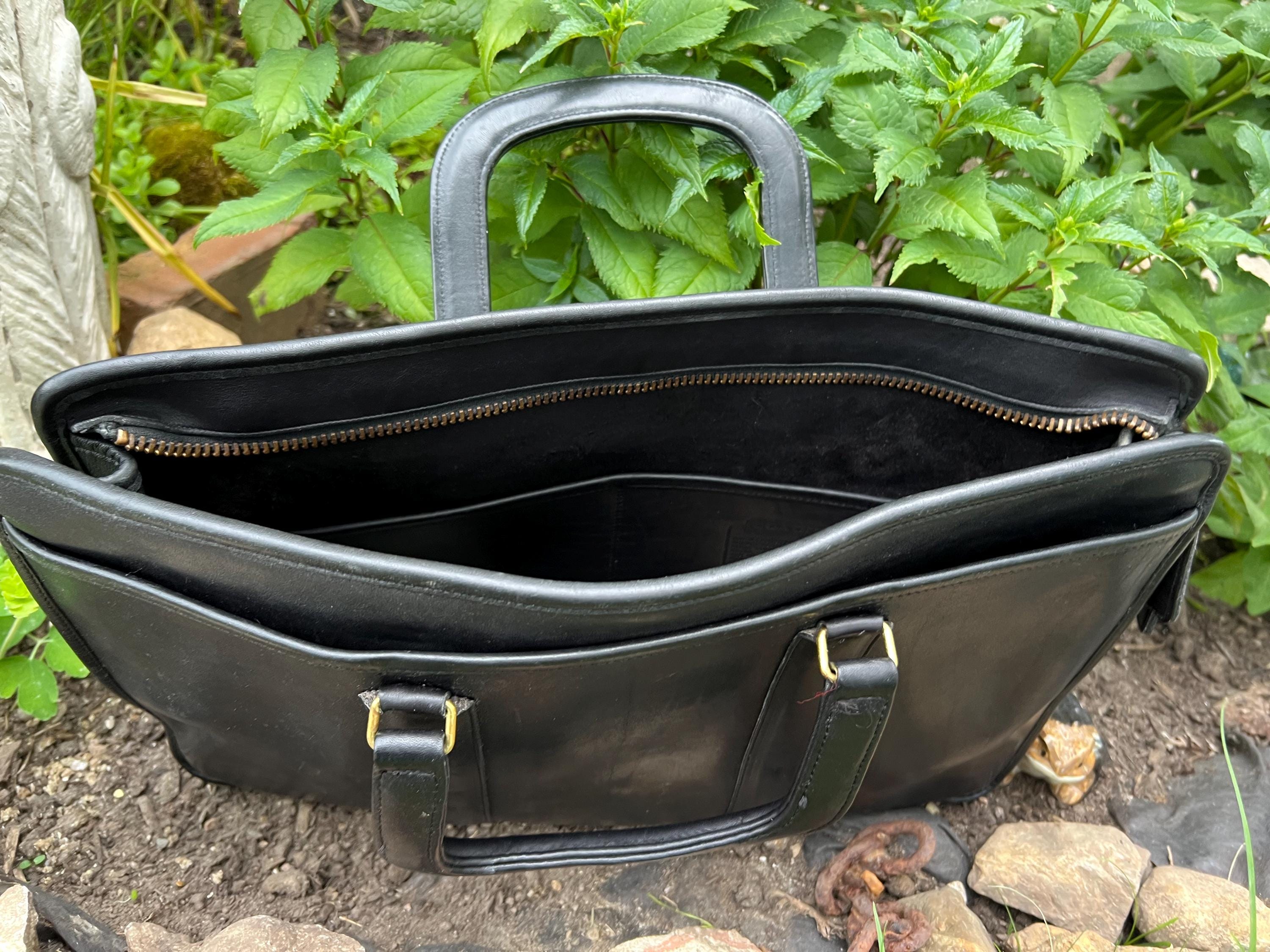Vintage 1990s Coach Black Leather Slim Satchel Briefcase - Etsy