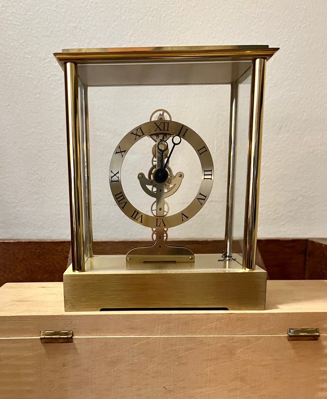 Mid Century Mantle Clock, Brass Eames Clock, Desk Clock, Electric Clock ...