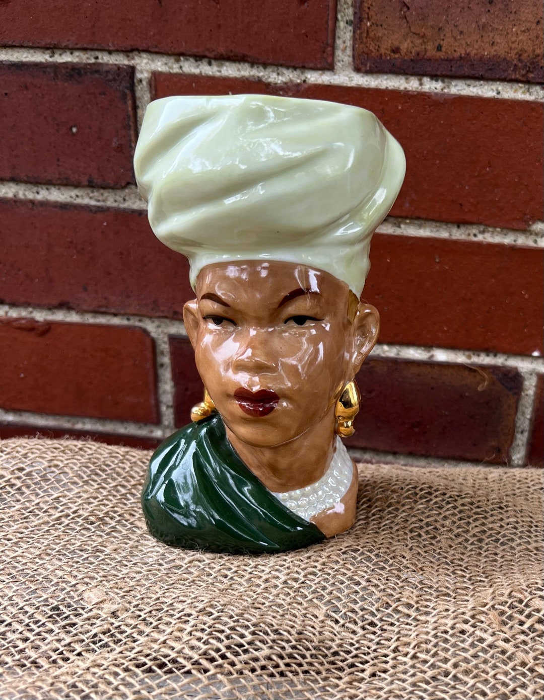 Stunning African Lady Head Vase, Dark Skinned Beauty With Turban ...