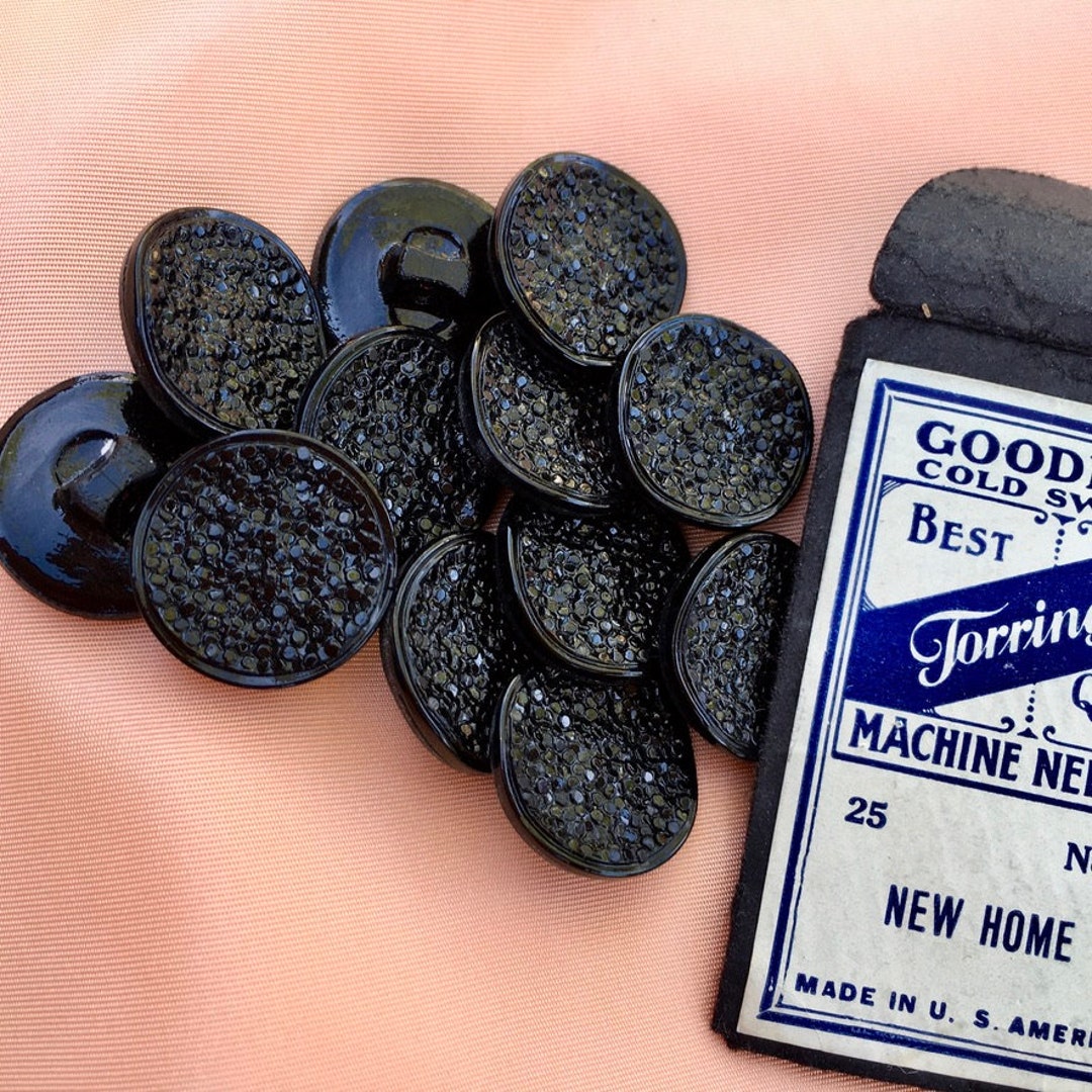 Victorian Glass Buttons, Black Glass Buttons, Fancy Buttons, Sewing ...
