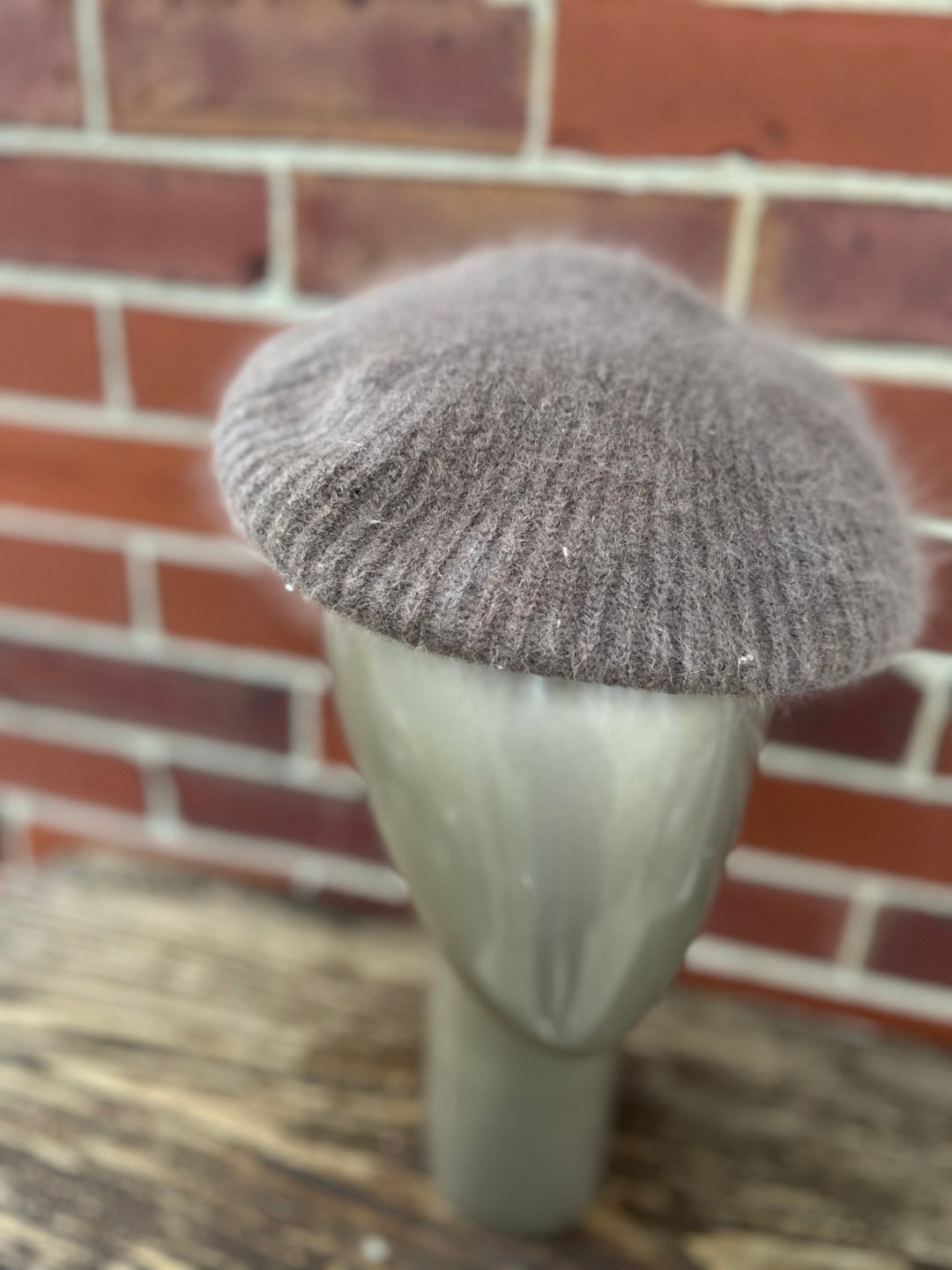 Vintage Angora Beret, Hippie Boho Beret, Vintage Beret, Taupe Angora ...