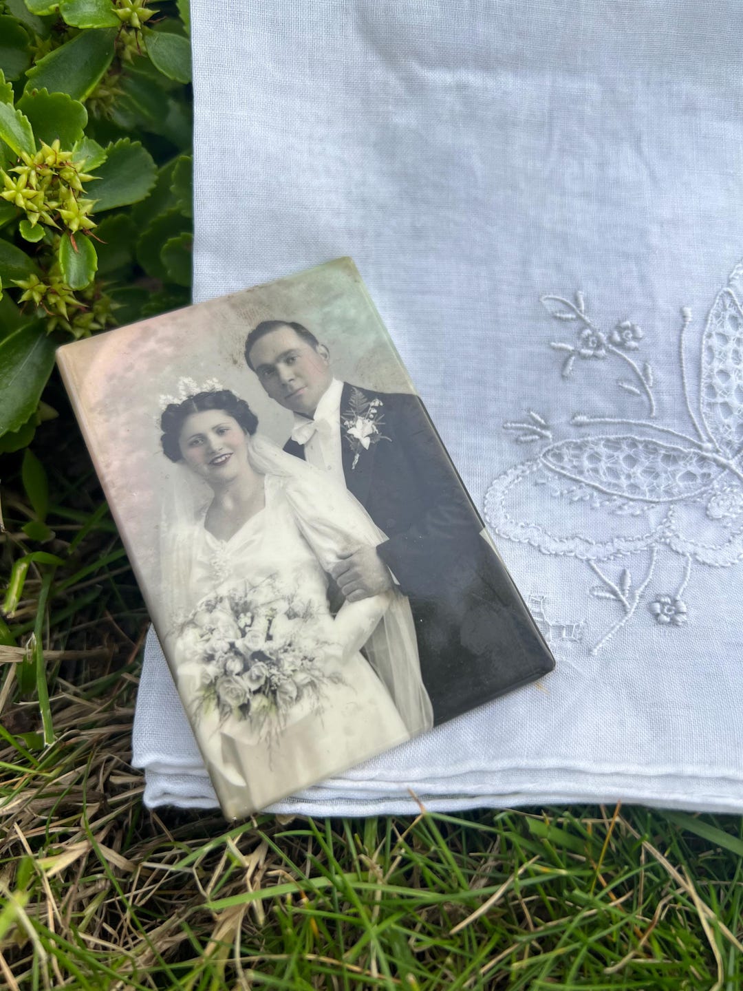 White Lace Handkerchief Embroidered W/butterflies, Bridal Handkerchief ...