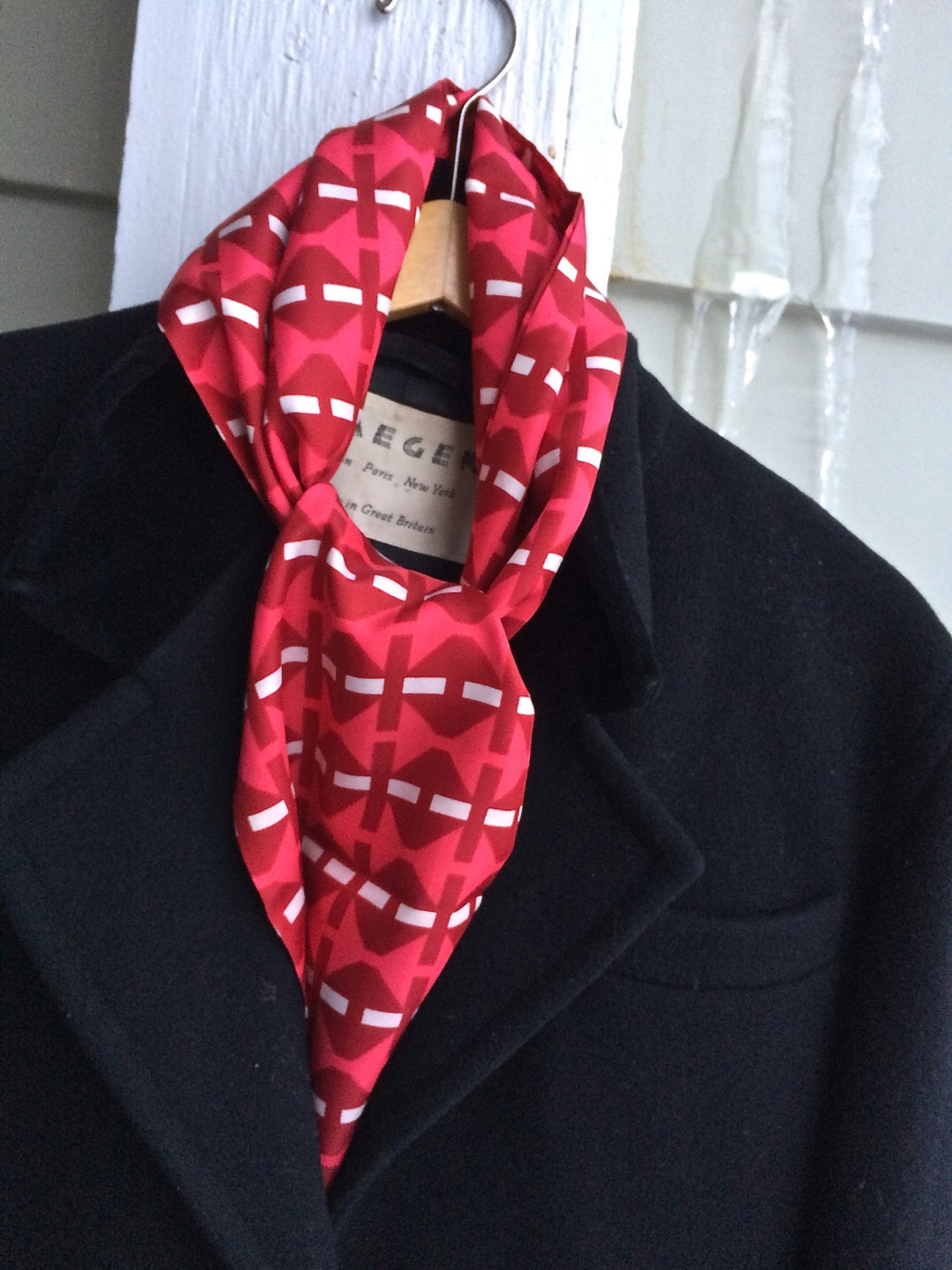 Fabulous Silky Red Vintage Scarf, Great Mid Century Design, Vintage ...