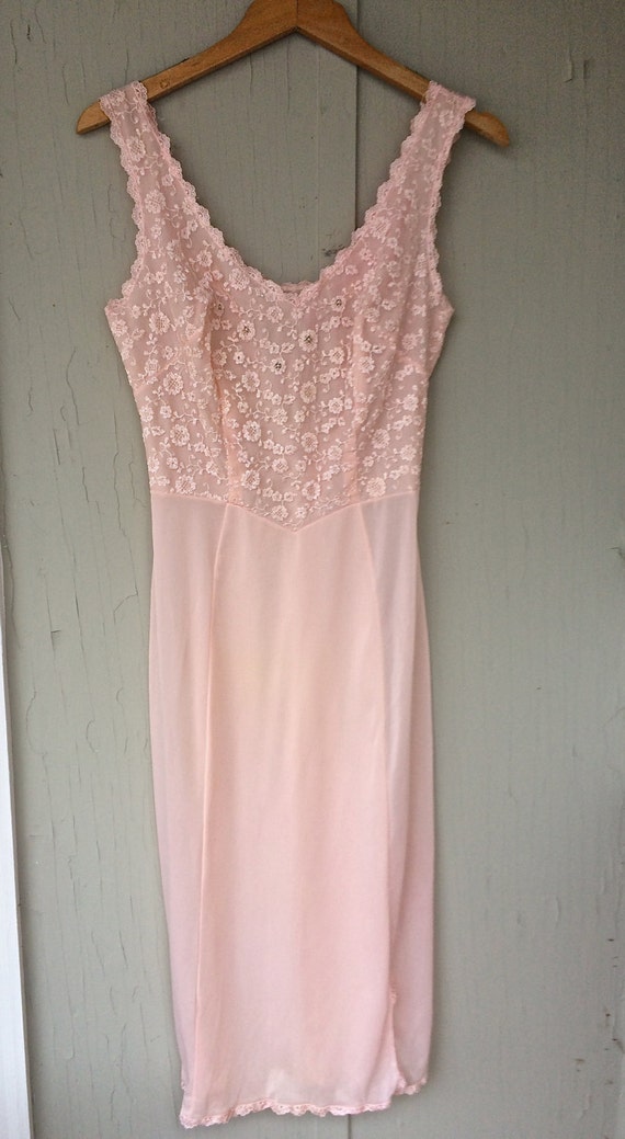 Peach lace lingerie, Vintage nightgown, bridal linger… - Gem