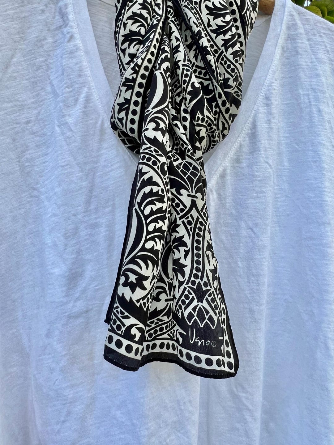 Vera Neumann Black and White Paisley Scarf, Vera Neumann , Vera Neumann ...