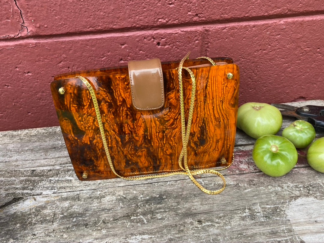 Classy Little Tortoise Shell Purse, Vintage Box Purse, Koret Lucite ...