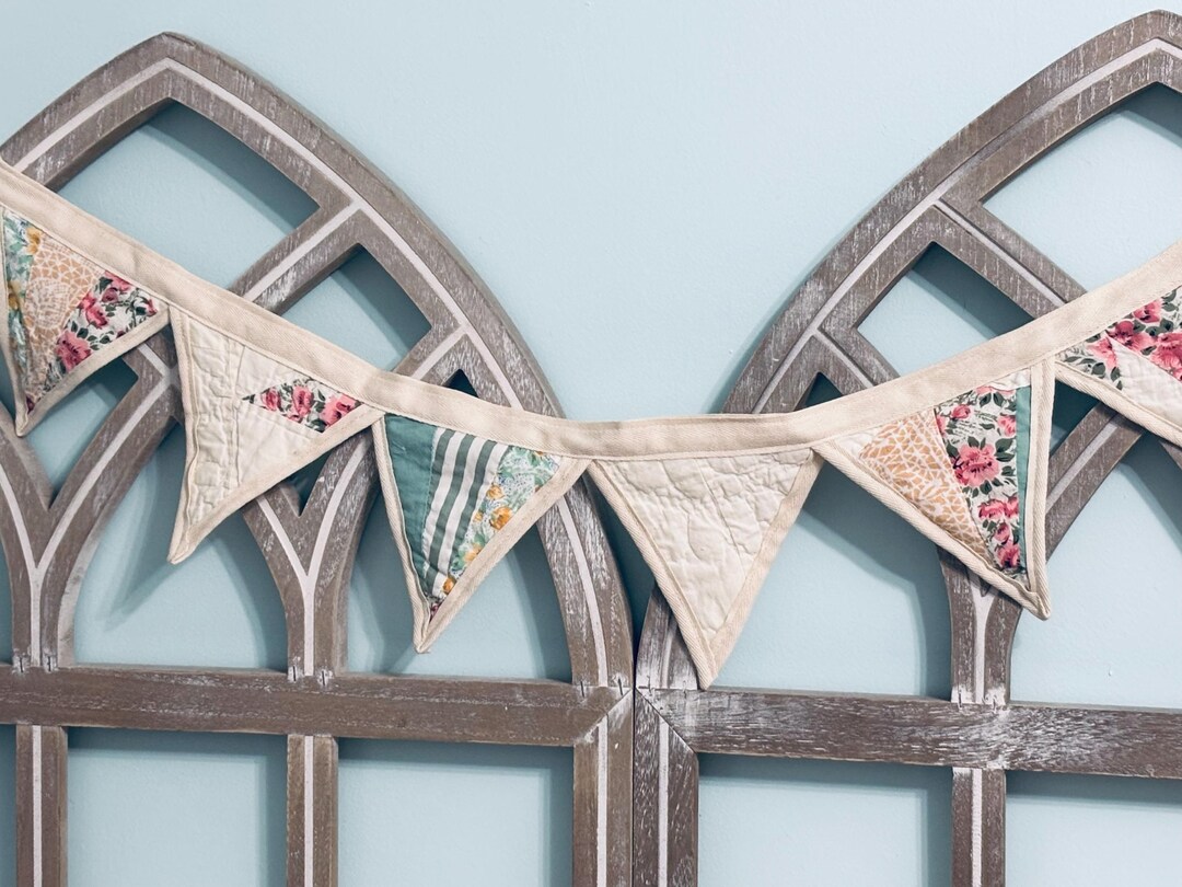 Quilted Pennant Bunting Made With Vintage Handmade Pre-loved Quilt ...
