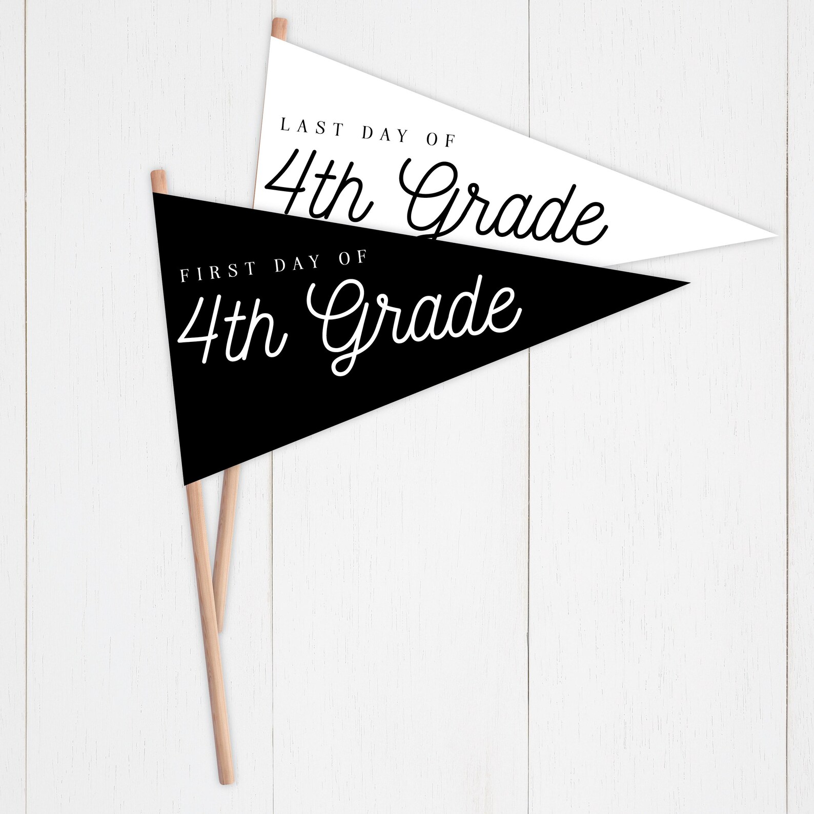 PRINTABLE First and Last Day of Fourth/4th Grade Pennant/flag 8.5x11 ...