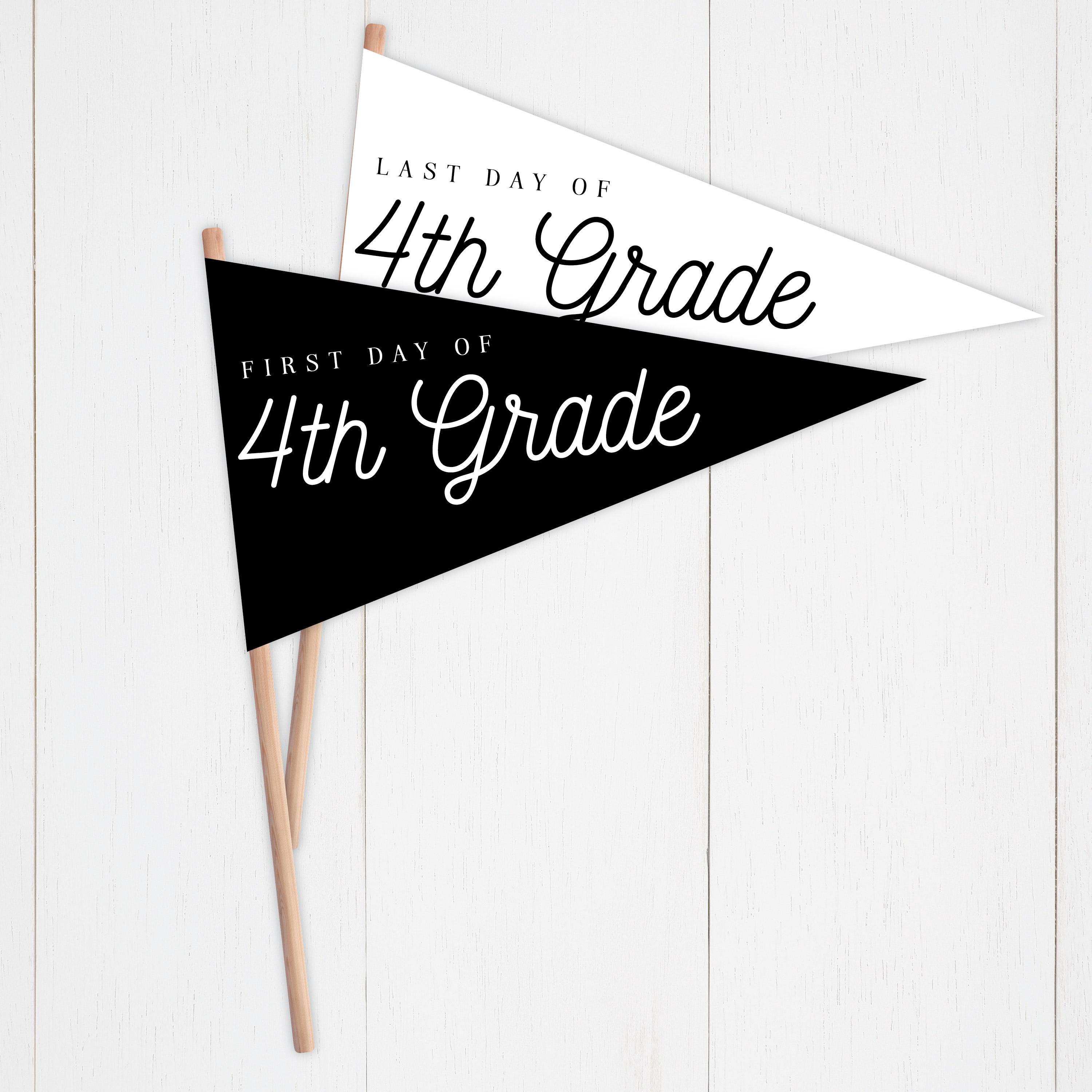 PRINTABLE First and Last Day of Fourth/4th Grade Pennant/flag 8.5x11 ...