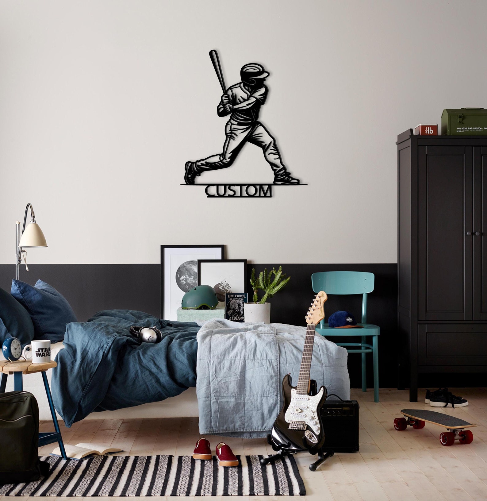 Metal Custom Name Baseball Wall Sign, Customized Baseball Gift ...