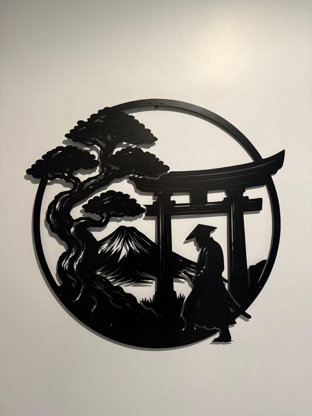 Japanese Samurai Metal Art,tori Gate Art Bonsai Tree Metal Wall Art ...