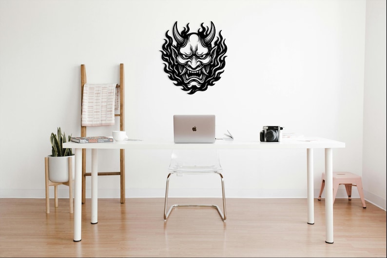 Oni Mask Metal Wall Art, Japanese Samurai Decor - Etsy