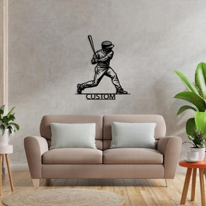 Metal Custom Name Baseball Wall Sign, Customized Baseball Gift ...