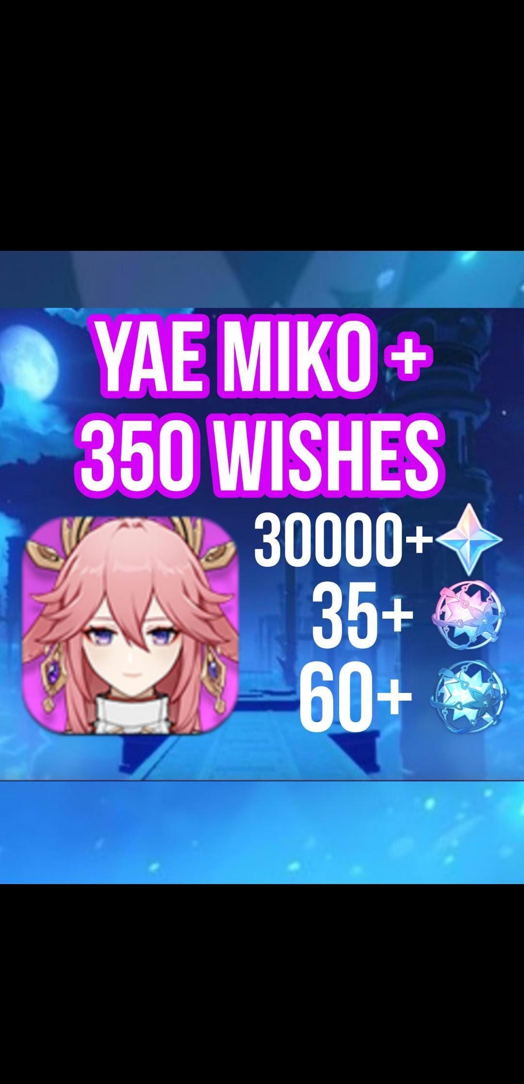 Genshin Impact NA 350 Wishes Yae Miko Account 30000 Primogems AR50 - Etsy