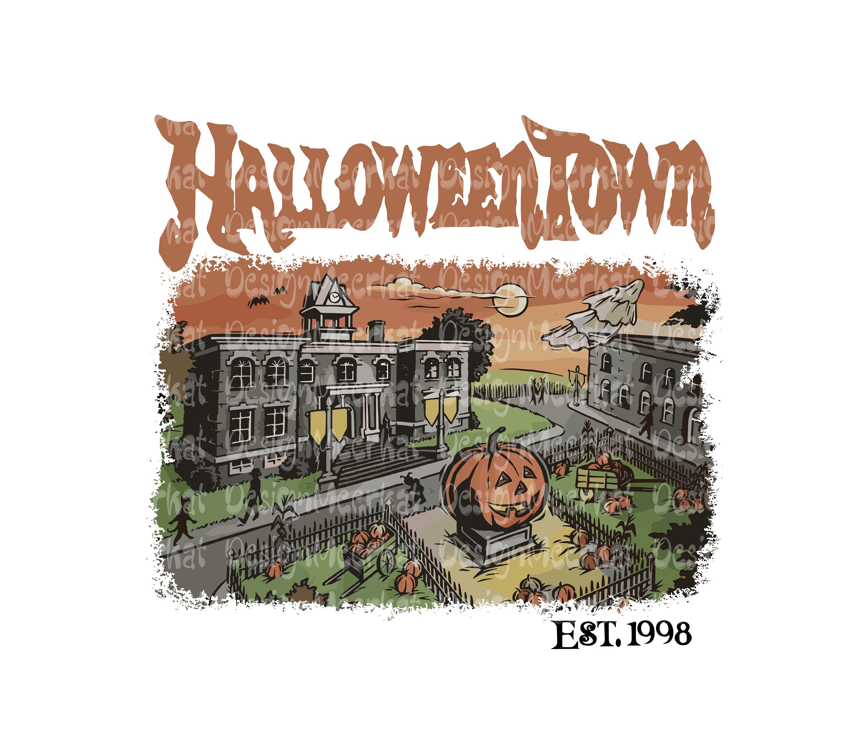 Vintage Halloween Town Est 1998 Png, Halloweentown Png,pumpkin ...