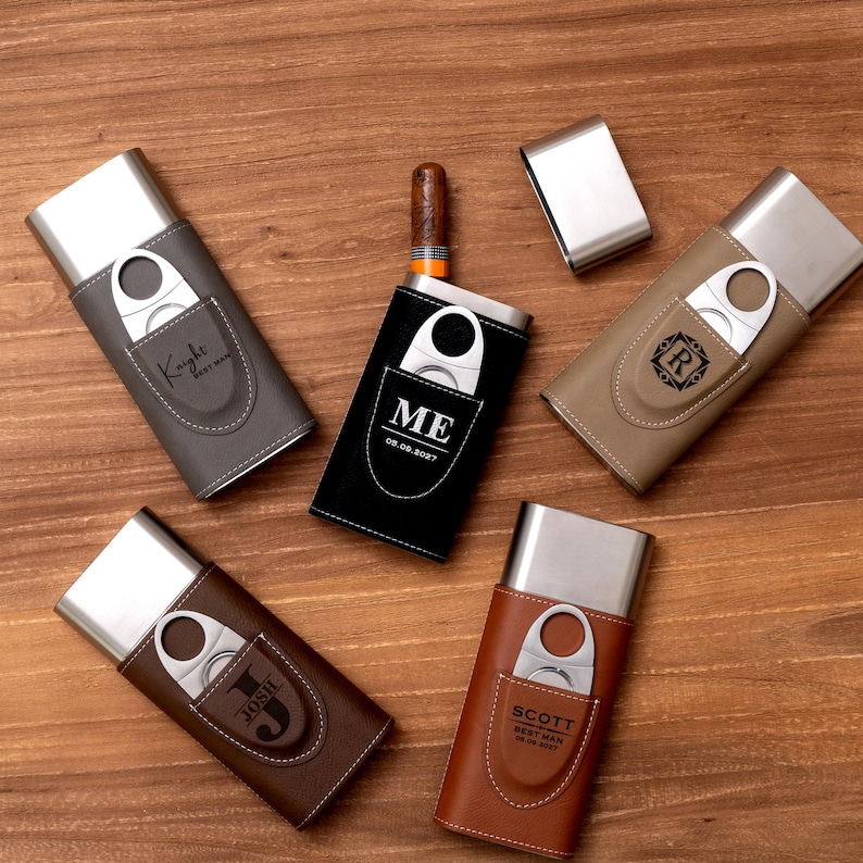 Personalized Cigar Case With Cutter, Engraved Cigar Holder, Custom ...