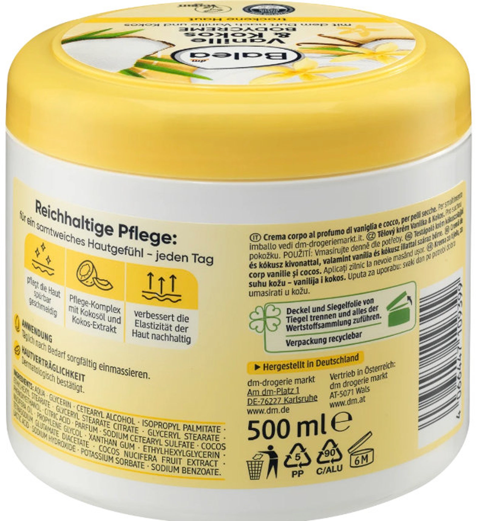 Balea Body Cream Vanilla & Coconut, 500 Ml - Etsy