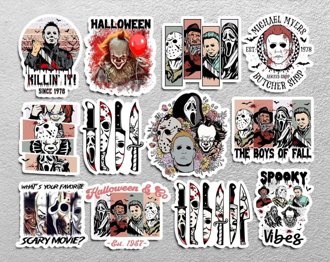 Halloween Character Sticker, Horror Characters Sticker, Horror Friends ...
