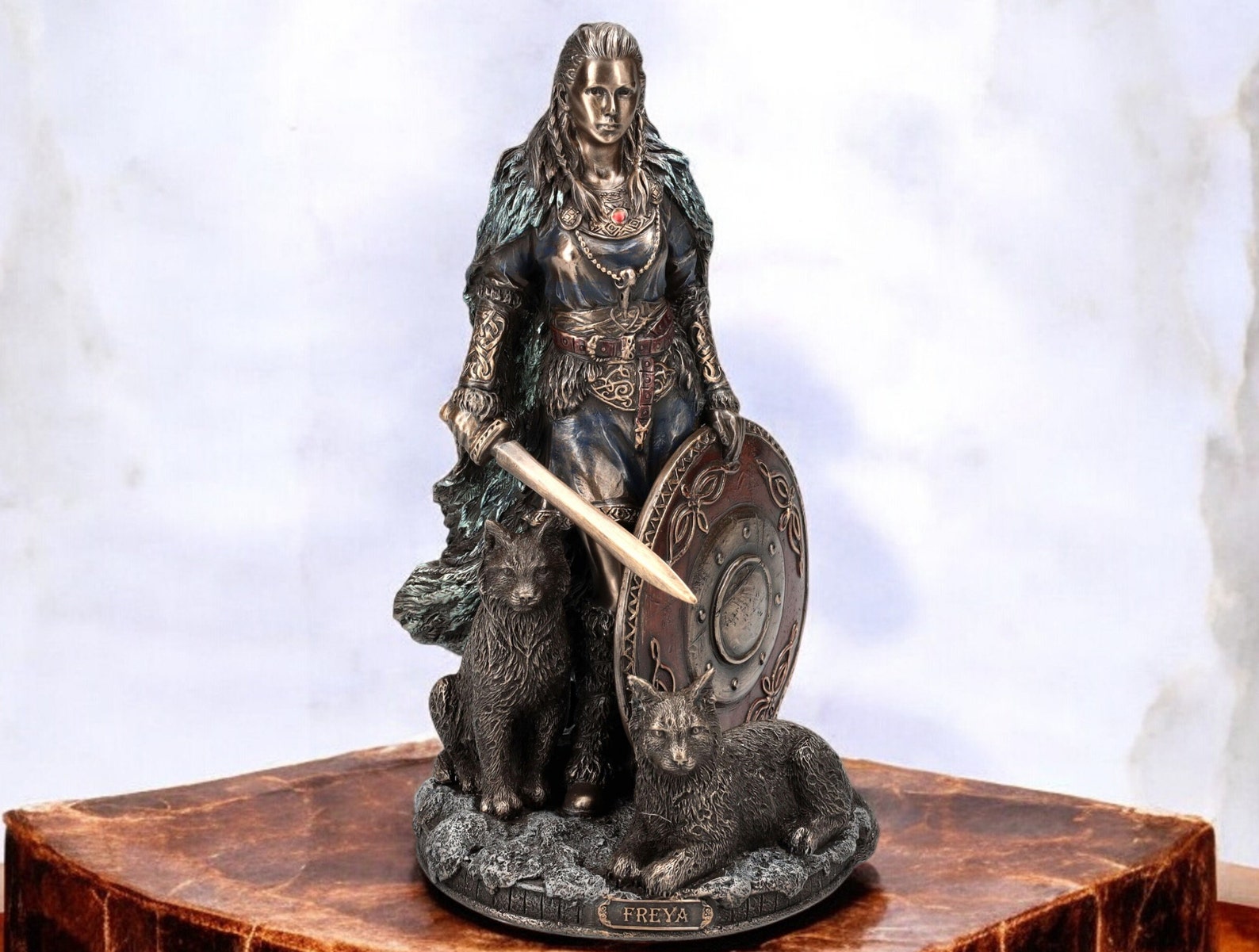Freya Mythology Statue Luxurious Decor, Wise Goddess Sculpture, Marble ...