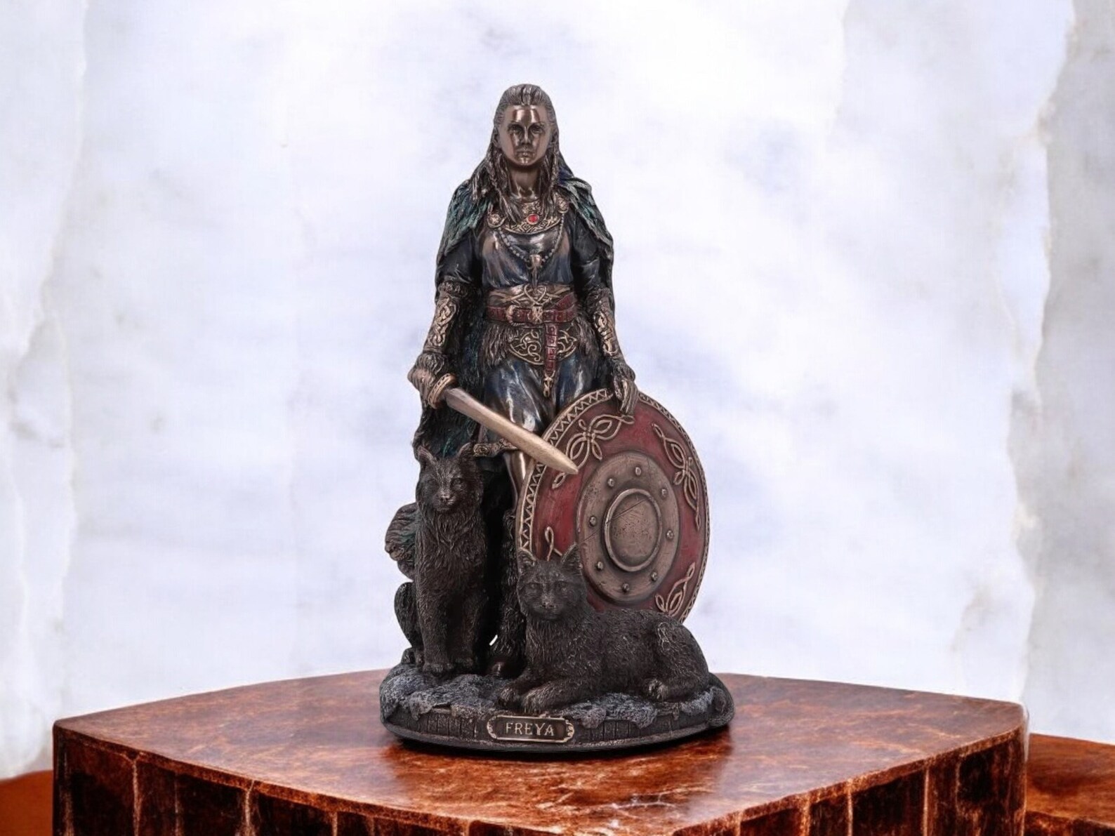 Freya Mythology Statue Luxurious Decor, Wise Goddess Sculpture, Marble ...