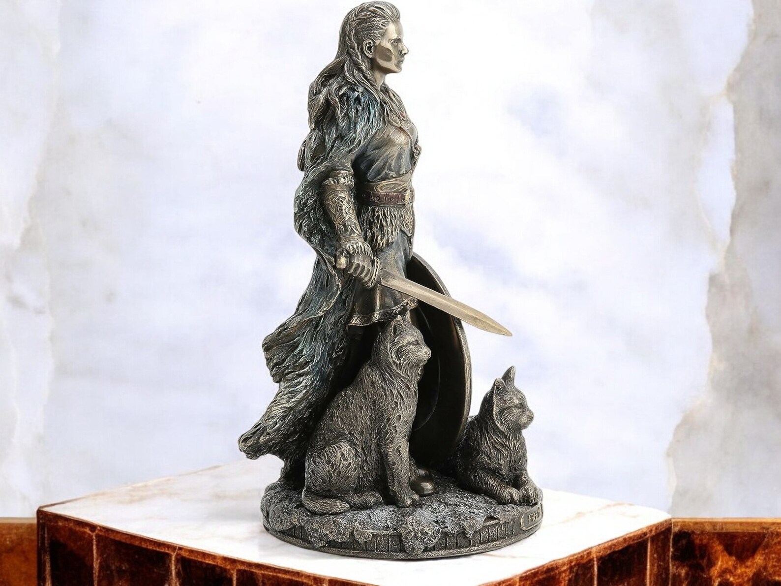 Freya Mythology Statue Luxurious Decor, Wise Goddess Sculpture, Marble ...