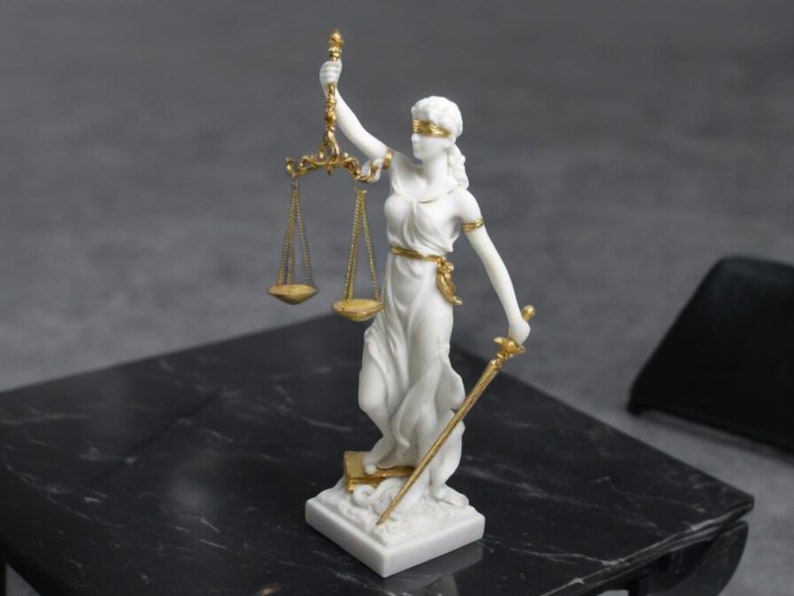 Luxurious Lady Justice Statue Bronze Figurine With White and Gold ...