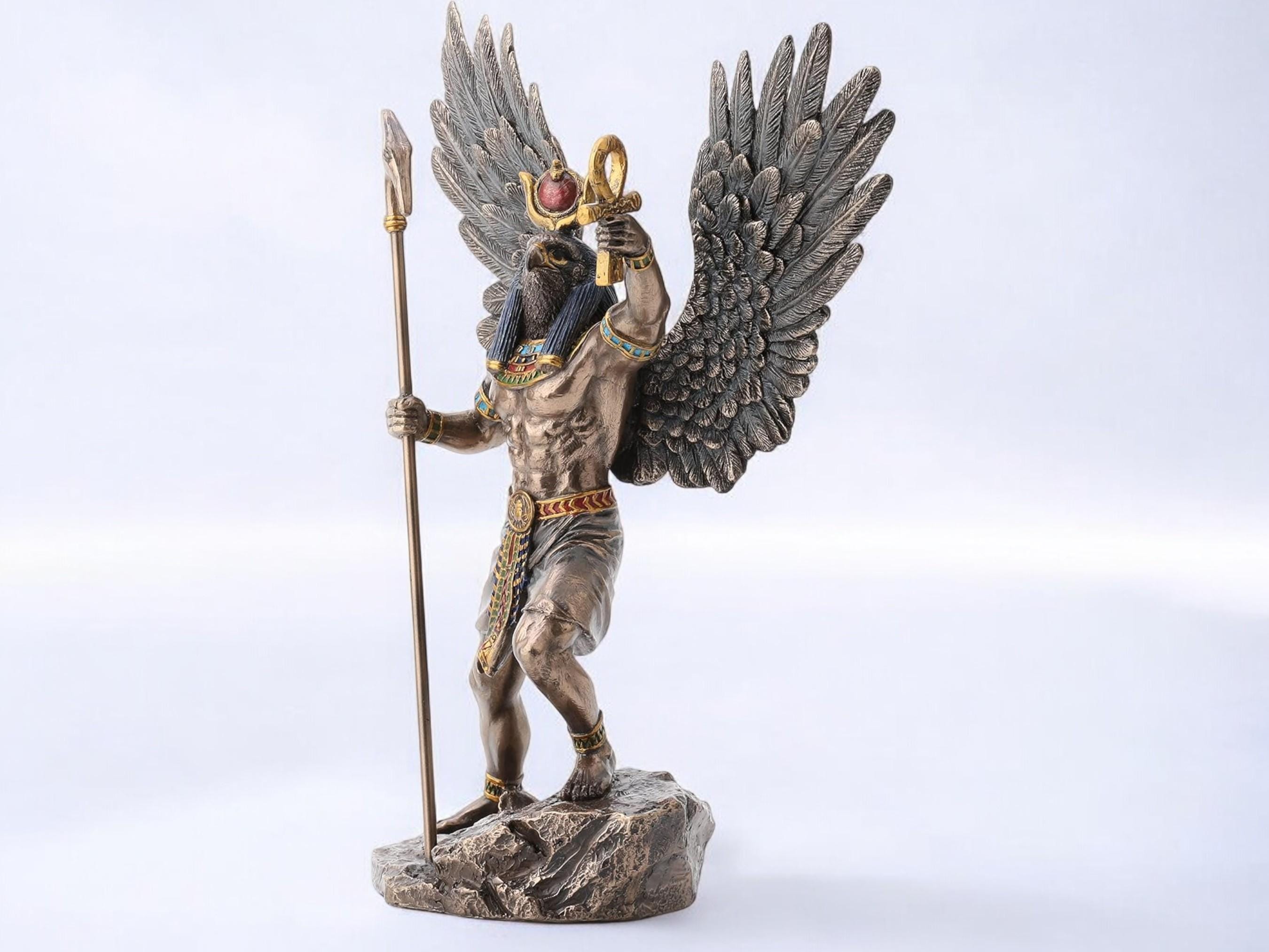 Egyptian Sun God Ra Statue Resin & Marble Dust, Bronze Coated Antique ...