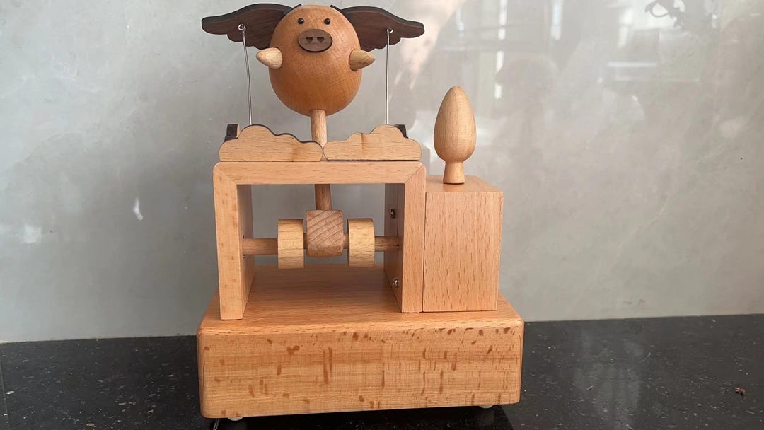 Wooden Flying Pig Music Box 32 Music Box Birthday Gift Music Box - Etsy
