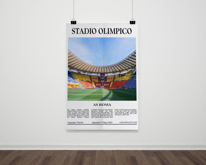Stadio Olimpico Stadio Olimpico Wall Art Minimalist Poster Wall Decor ...
