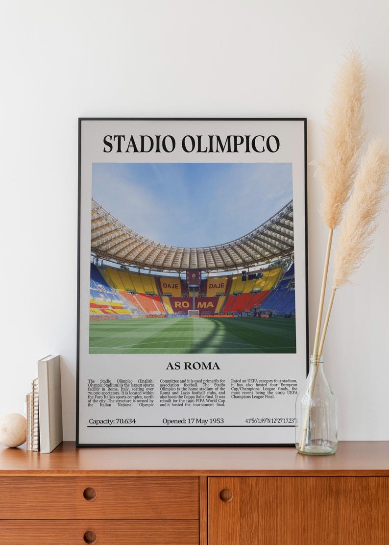 Stadio Olimpico Stadio Olimpico Wall Art Minimalist Poster Wall Decor ...