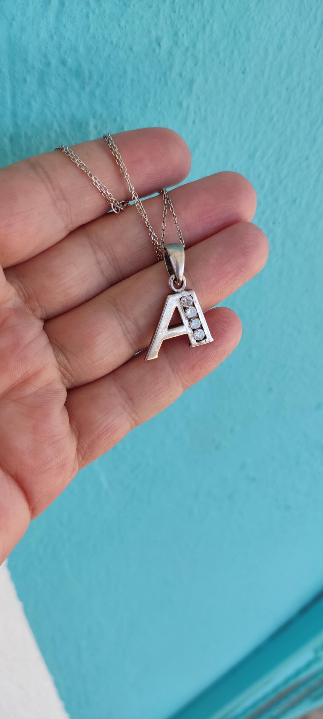 Letter Necklace, Sterling Silver Letter A Pendant, Personalized Elegant ...