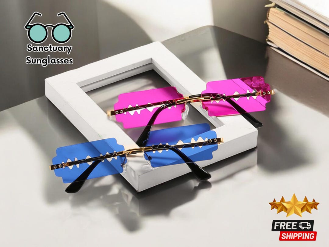 Unisex Razor Blade Sunglasses | Fashionable Rimless Shades | Y2K ...