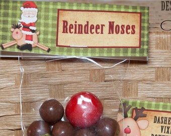 Reindeer Noses Treat Bag Labels Printable Candy Bag Labels - Etsy
