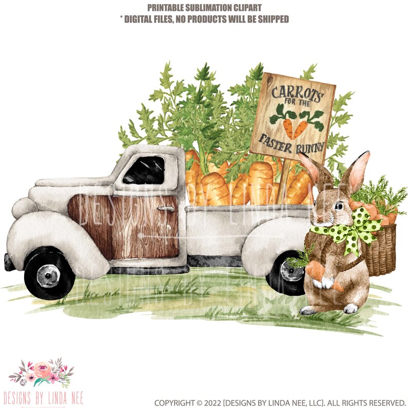 Easter Bunny Truck With Carrots PNG Bunny Truck Carrots - Etsy