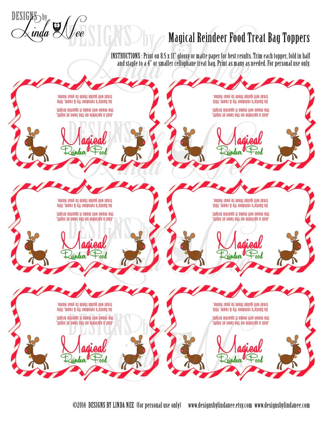 Magic Reindeer Food - Treat Bag Topper 4" - Christmas Printable ...