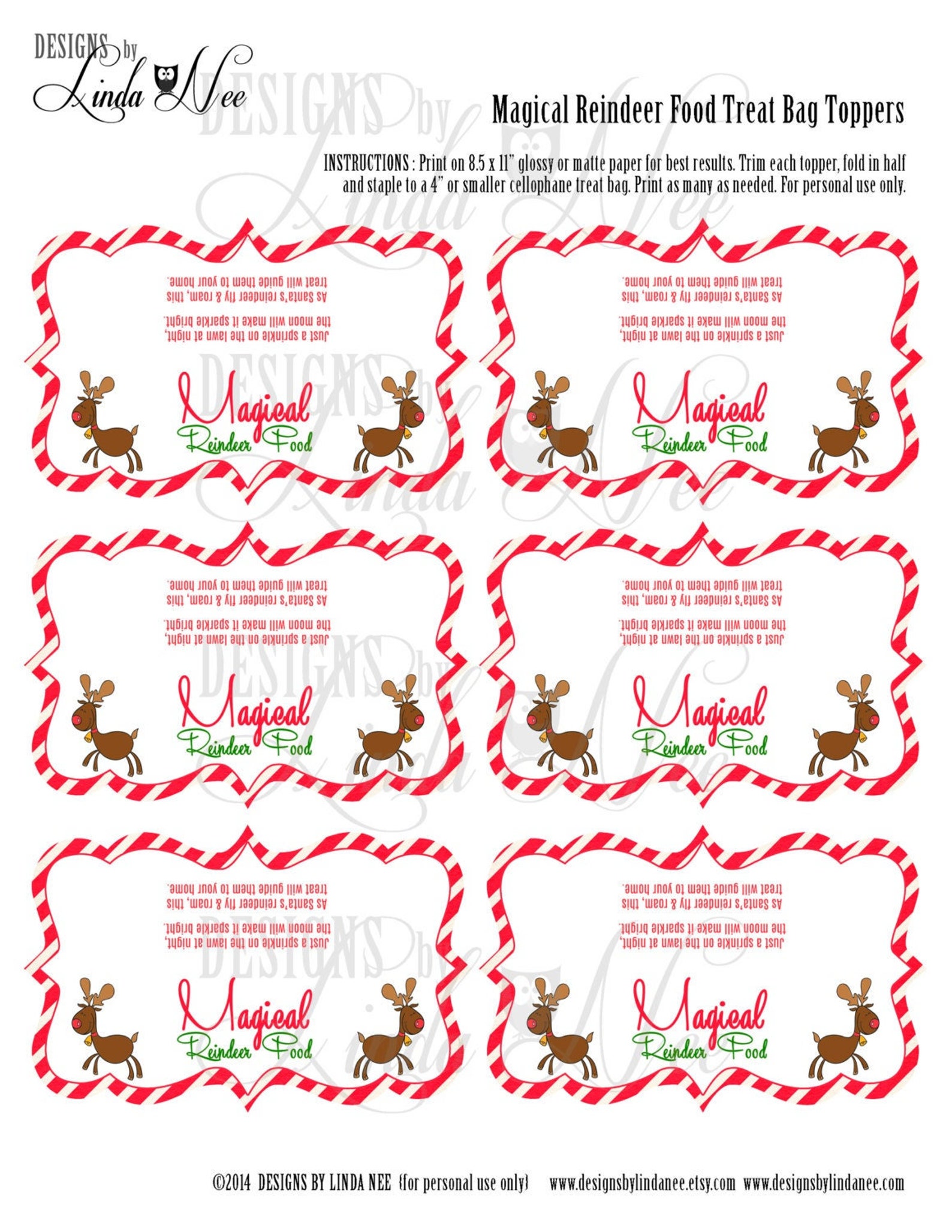 Magic Reindeer Food Treat Bag Topper 4 Christmas - Etsy