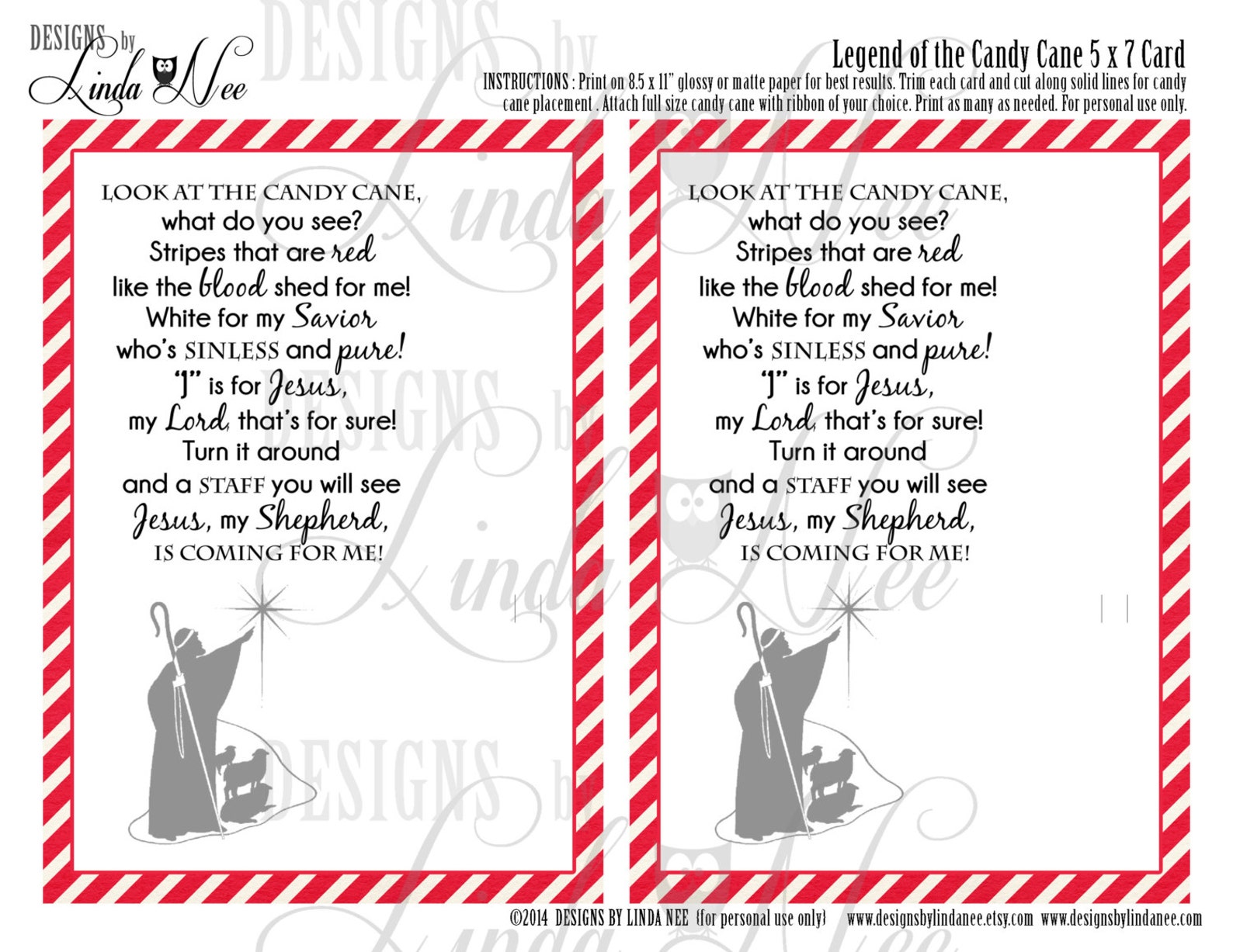 Legend of the Candy Cane Card for Witnessing at Christmas | Etsy