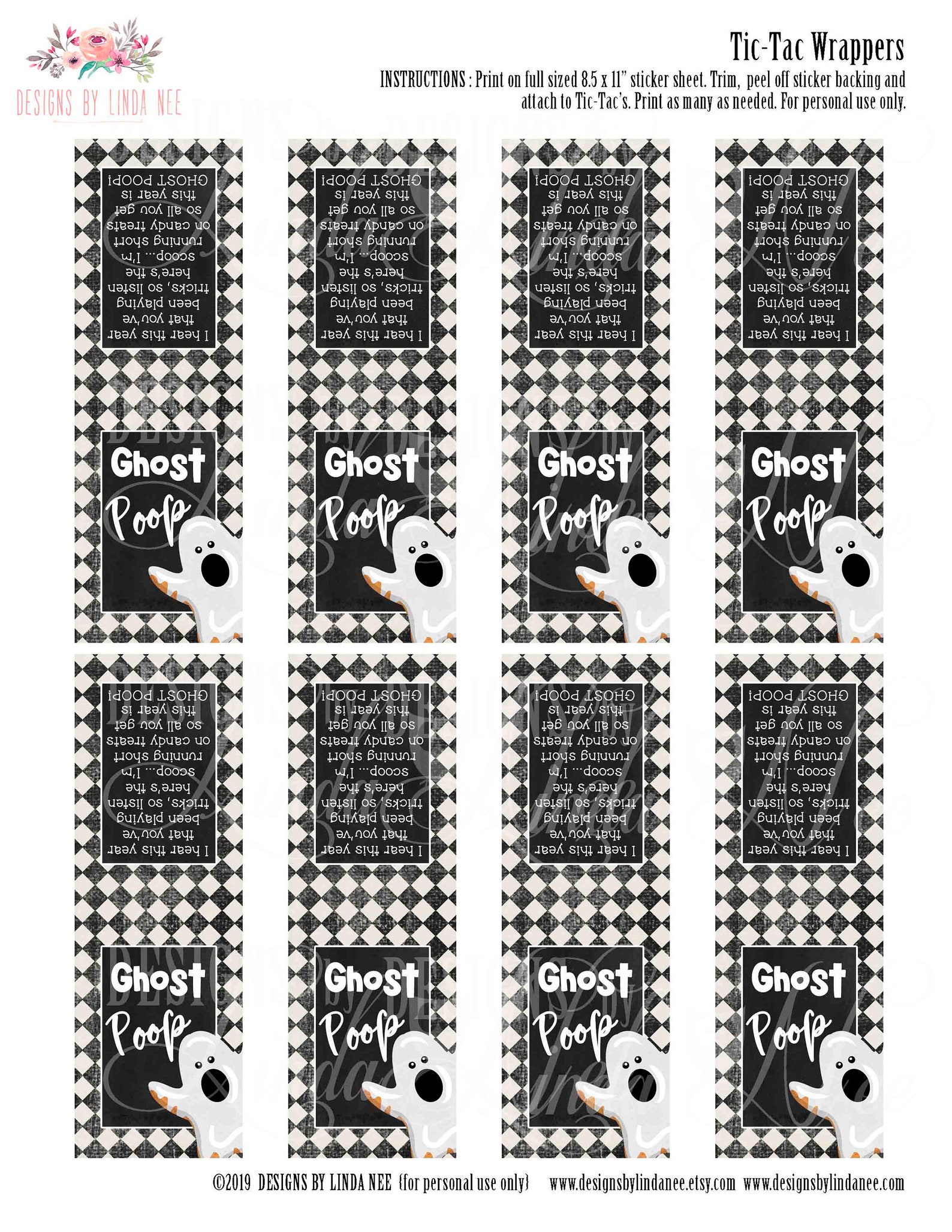 Tic Tac GHOST Poop Printable Halloween Labels DIY Halloween - Etsy