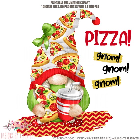 Pizza Gnome PNG Fast Food Gnome Clipart Cute Watercolor - Etsy