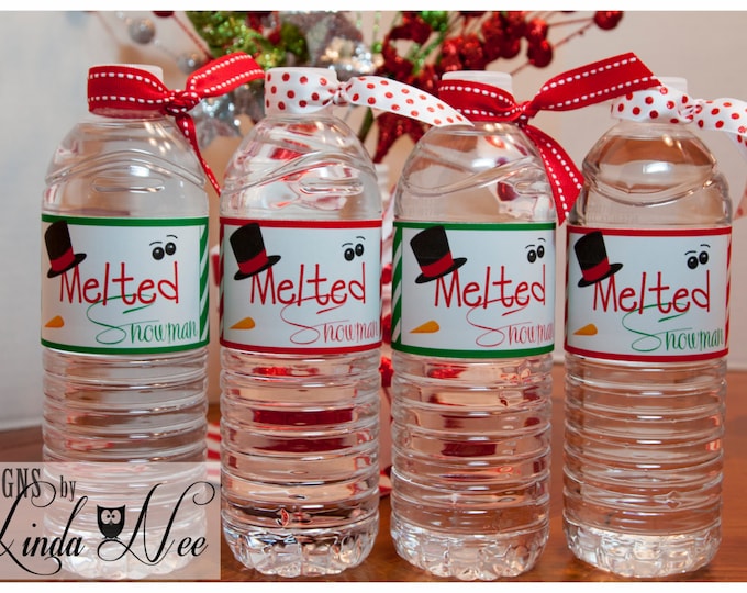 Printable Melted Snowman Water Bottle Label, Christmas Water Bottle ...