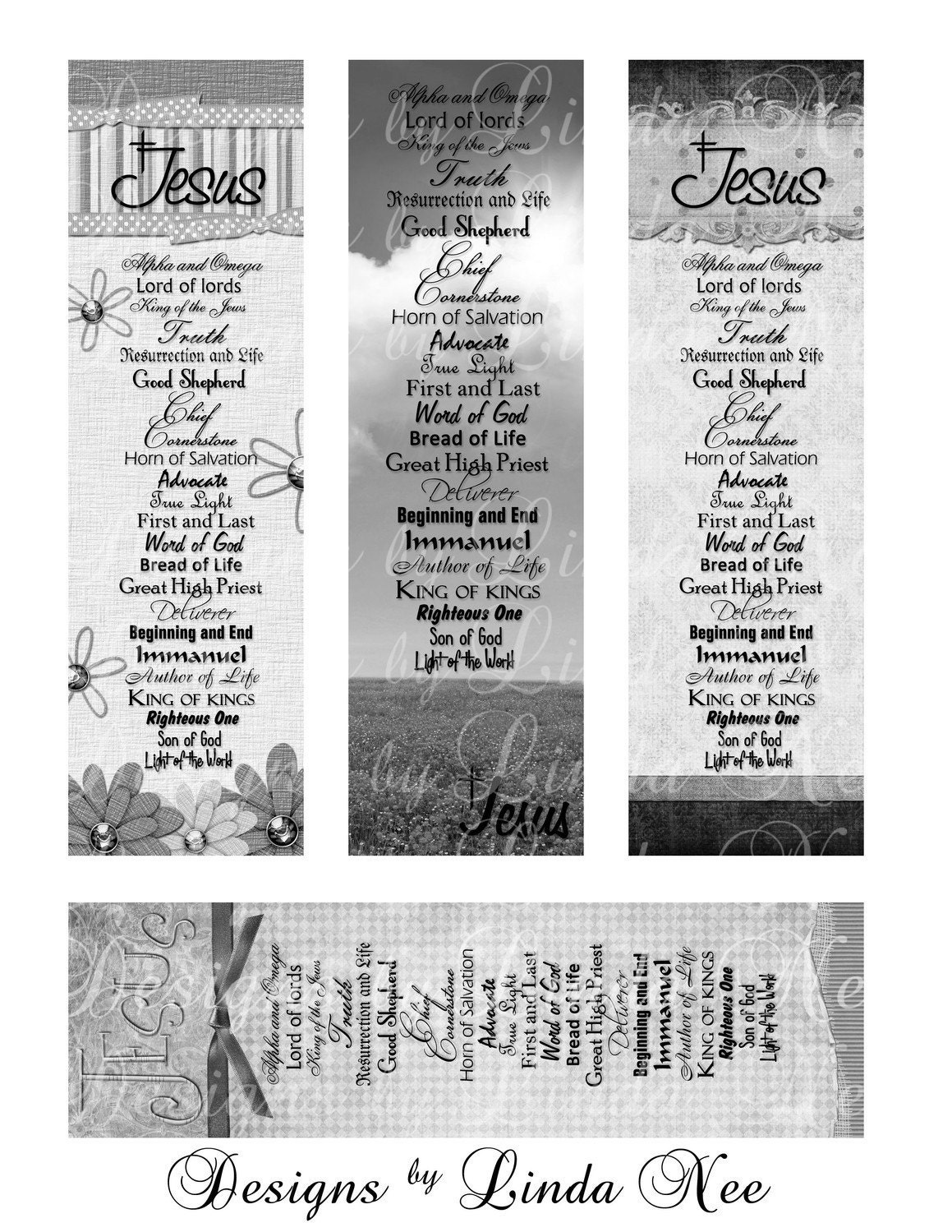 Names of JESUS Christian BOOKMARKS Diy Digital Collage Sheet - Etsy UK