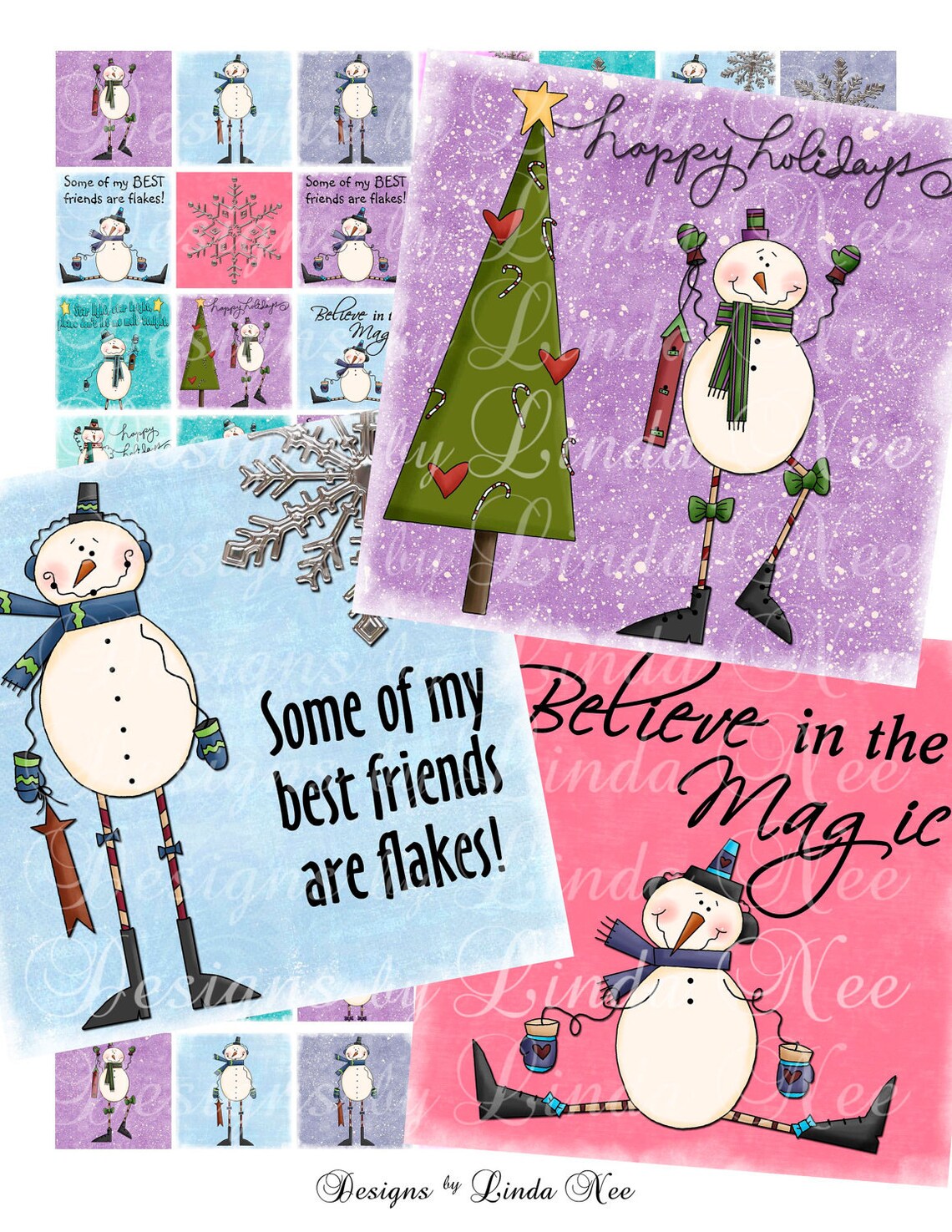 Long Legged SNOWMAN 1 X 1 Inch Images Digital Collage Sheet - Etsy
