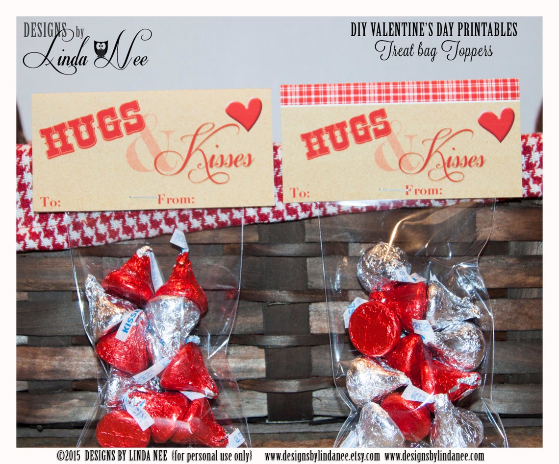 Valentine Candy Bag Topper 4 HUGS and KISSES Candy - Etsy