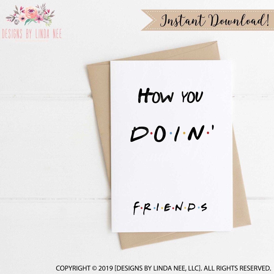 FRIENDS Greeting Card, How You Doin' Friends TV Show Quote Card ...