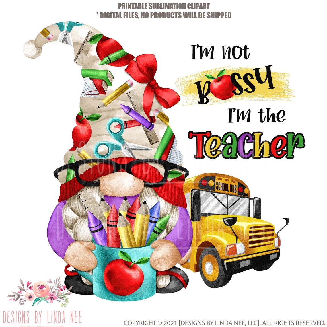 Teacher Clipart Gnome Teacher PNG Digital Design Download - Etsy