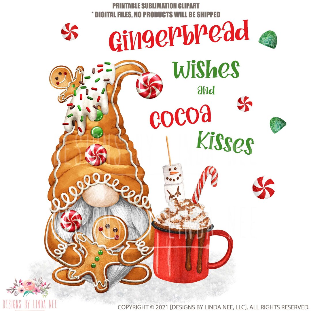 Christmas Gnome PNG, Gingerbread Sublimation Design, Gingerbread ...